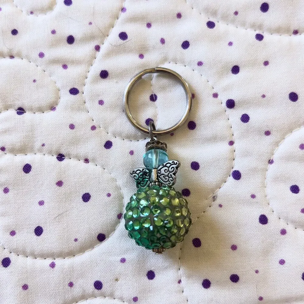Unbranded | Accessories | Green Angel Disco Ball Keychain Handmade Key ...